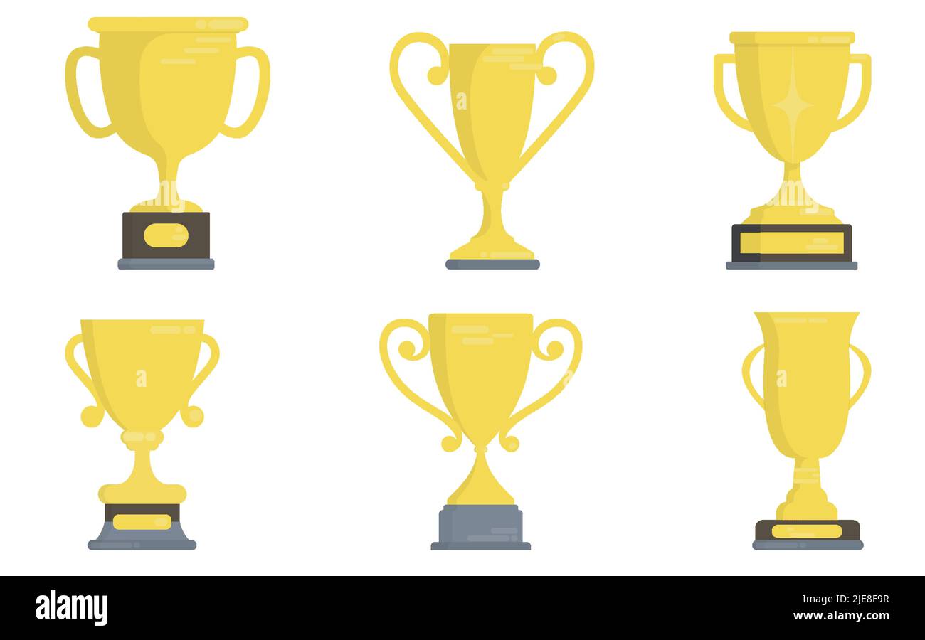 Winner trophy icon set.The gold trophy is a symbol of victory in ...