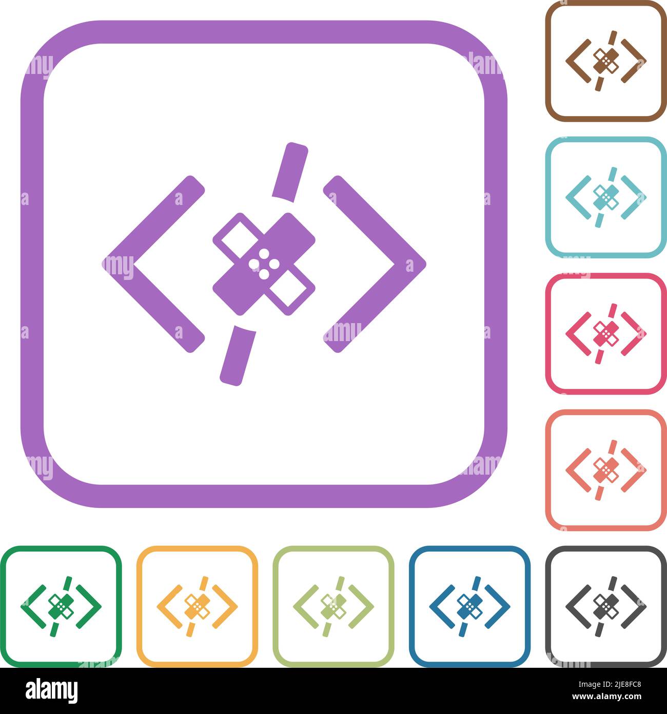 Software patch simple icons in color rounded square frames on white background Stock Vector ...