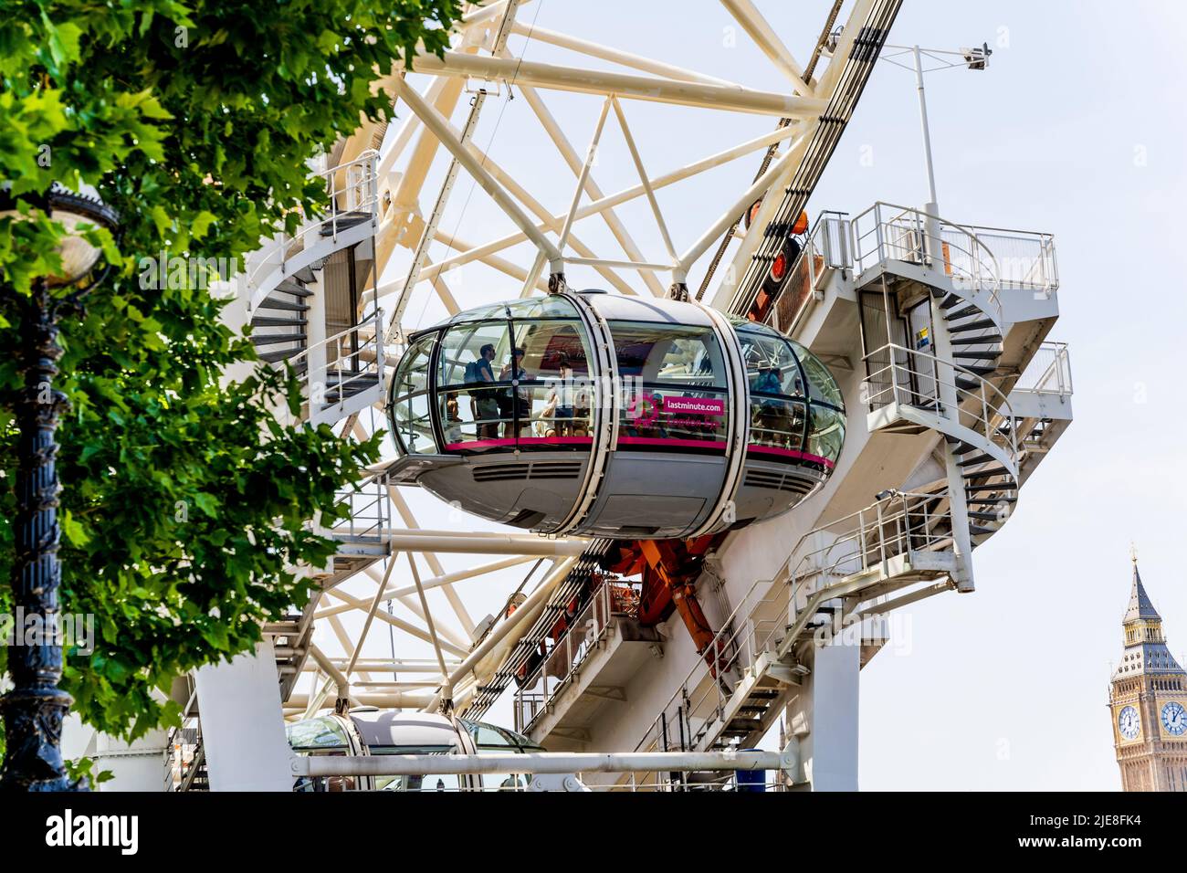 Passenger capsules of the London Eye, or Millennium Wheel, a ...