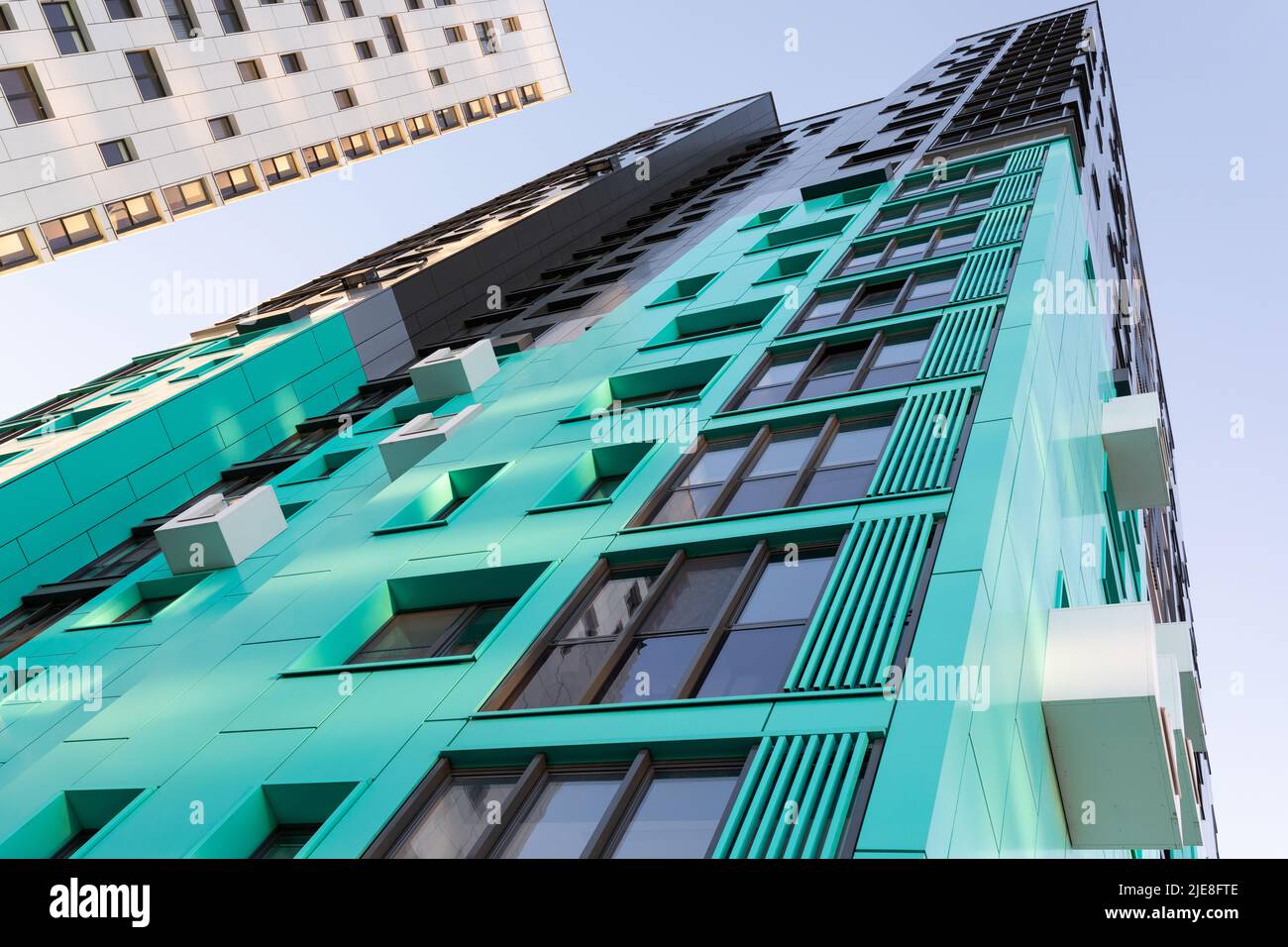 high-rise apartment building bottom view Stock Photo - Alamy