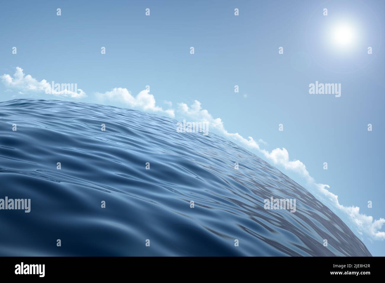 curved ocean surface with horizon. 3d rendering Stock Photo - Alamy