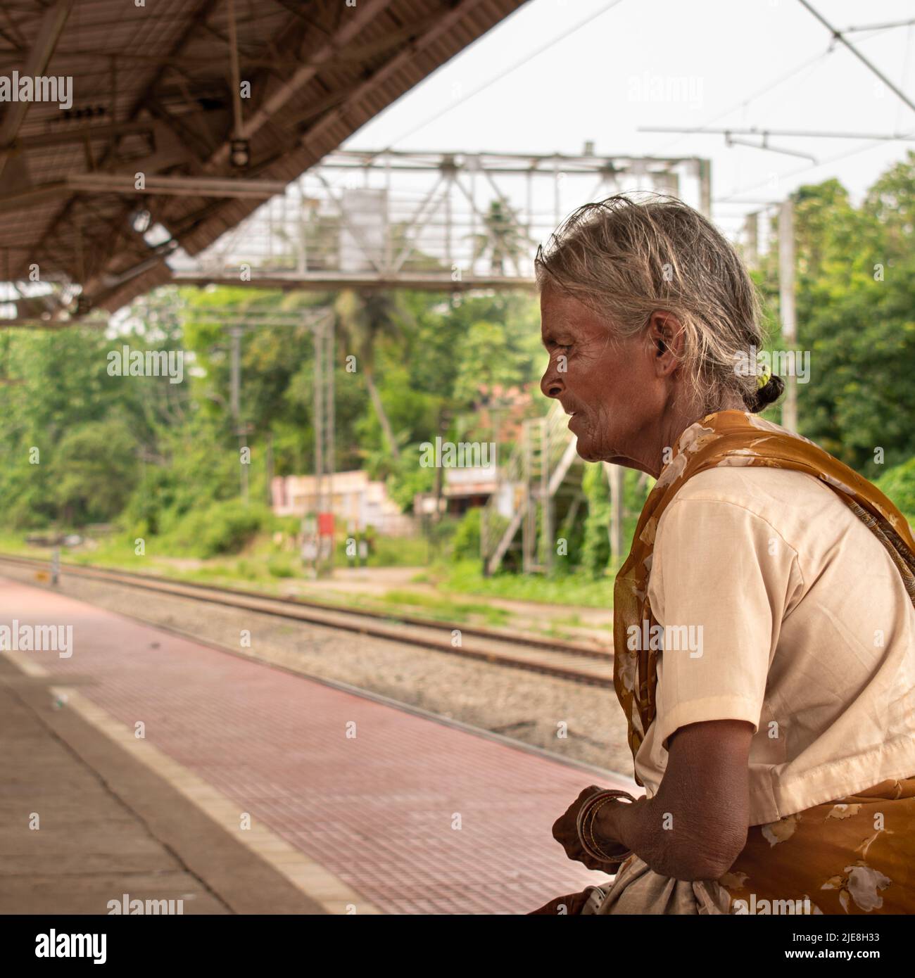 Old helpless lady begging for donations to live Stock Photo - Alamy