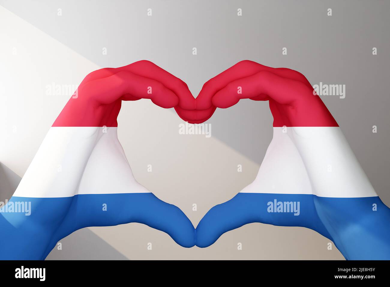 hands in heart gesture painted in flag Netherlands. 3d rendering Stock ...
