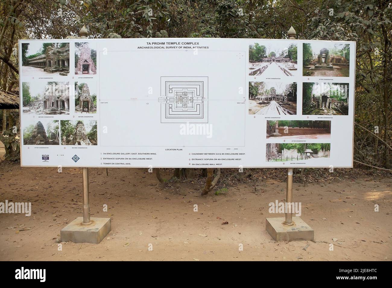 The Ta Prohm temple map and the work made by the Archaological Survay ...