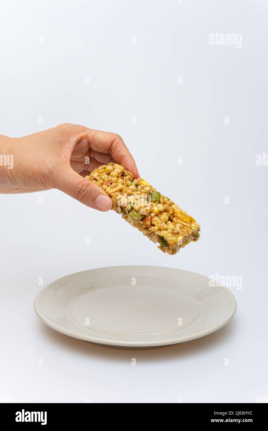 A nutritious snack grain bar that looks delicious Stock Photo - Alamy