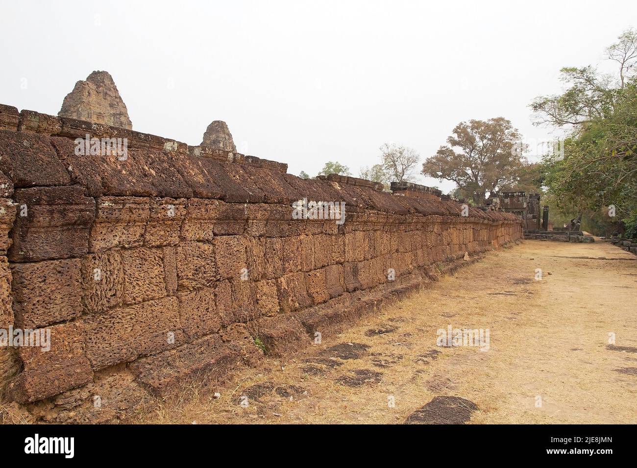 The wall at the East Mebon temple ruins, Angkor, Siem Reap, Cambodia ...