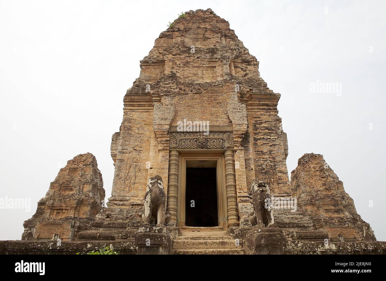 Details of the central tower at the East Mebon temple ruins, Angkor ...