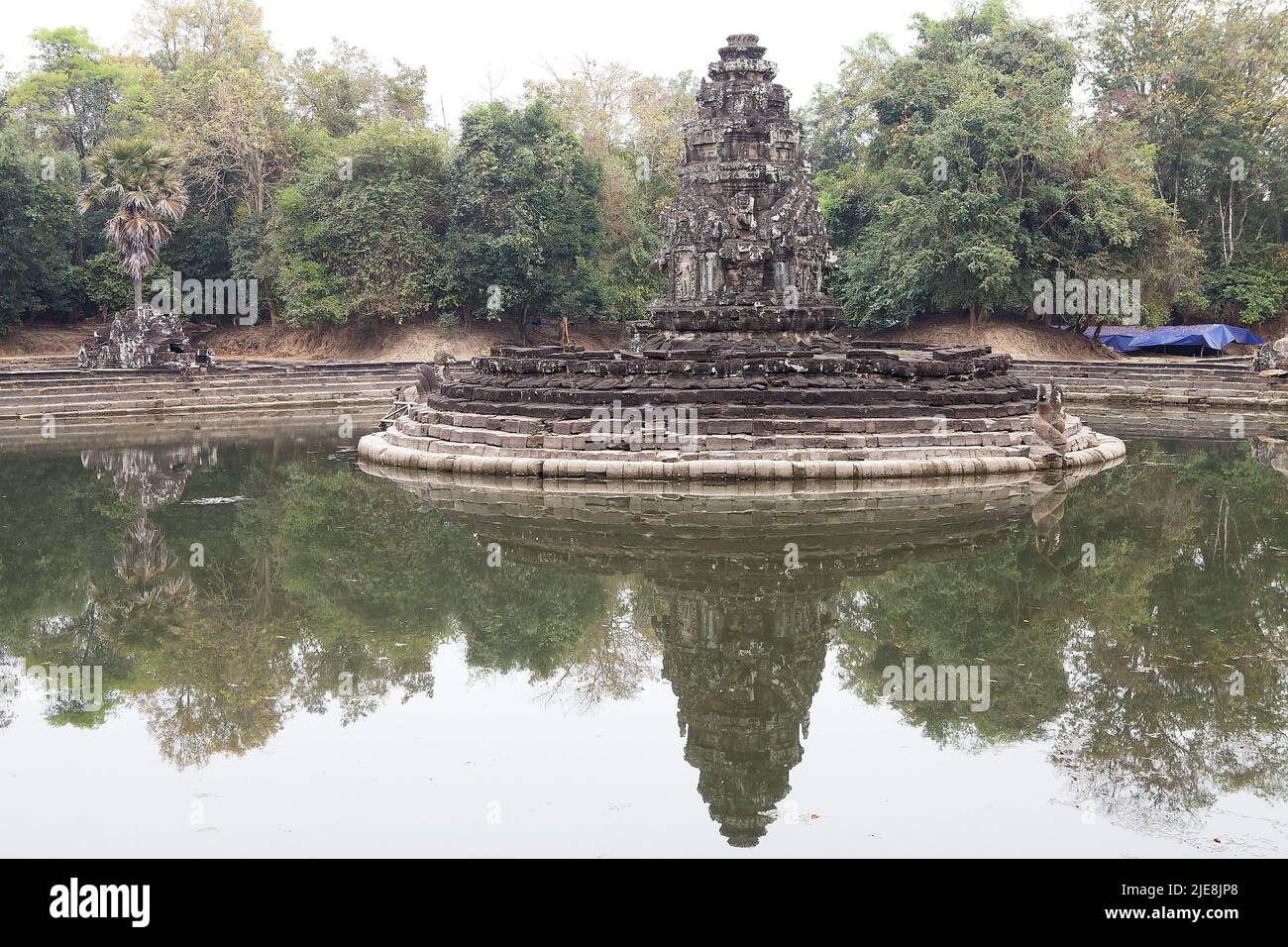 Neak Pean temple ruins, Angkor, Siem Reap, Cambodia. Neak Pean is an ...