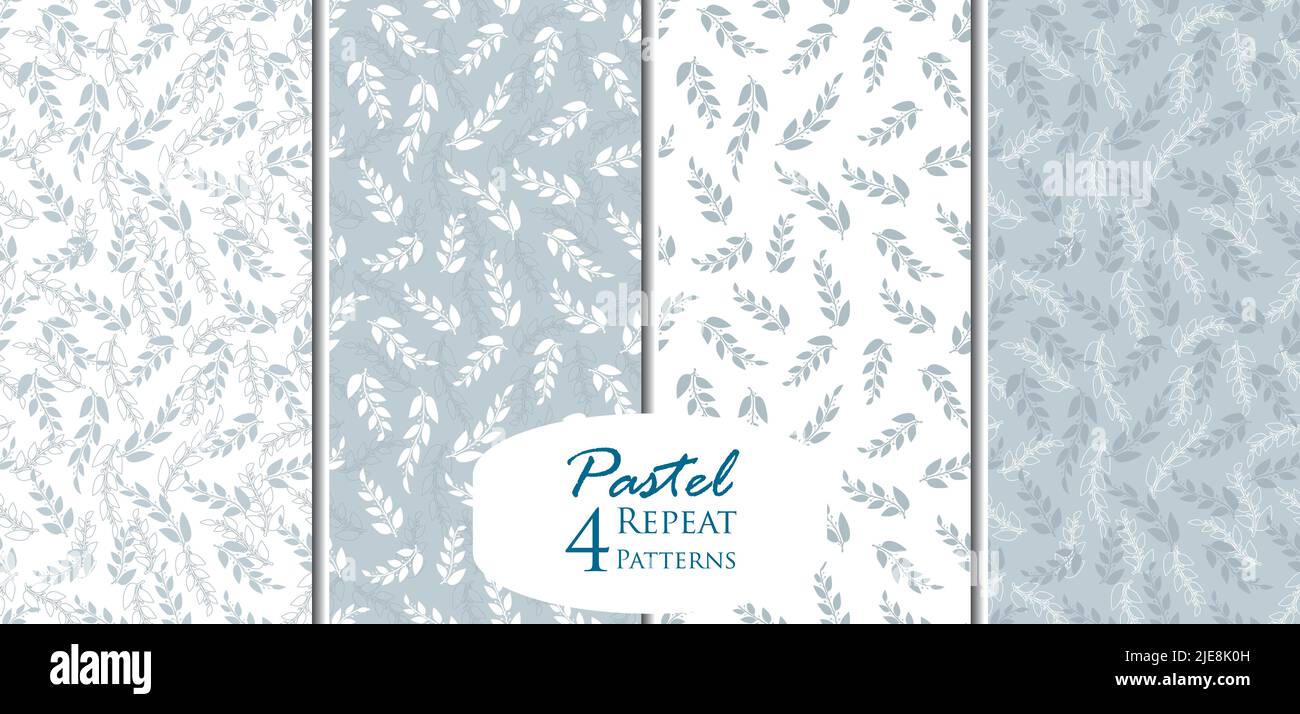 Vector set of 4 pastel grey seamless repeat patterns. Hand drawn ...