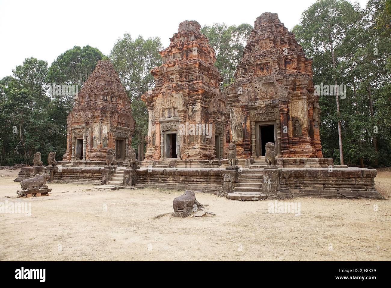 Preah Ko temple ruins, Angkor, Siem Reap, Cambodia. The temple was ...