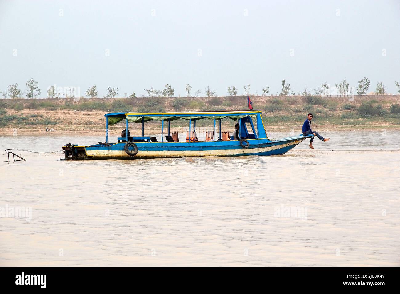 Traditional boat on the Tonle Sap lake, Cambodia. Tonle Sap is a ...