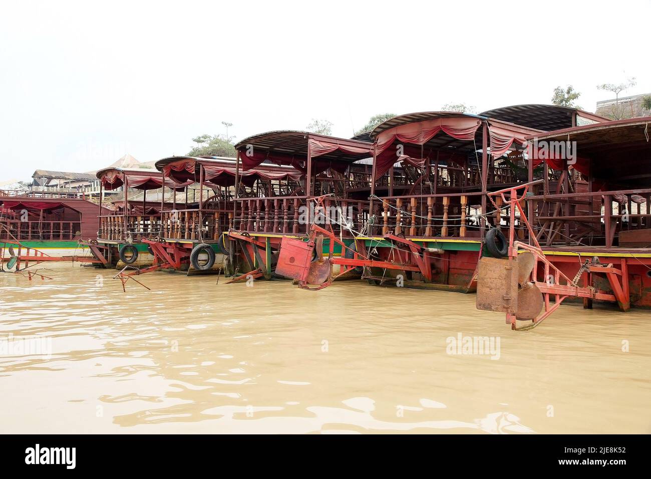 Traditional boats on the Tonle Sap lake, Cambodia. Tonle Sap is a ...