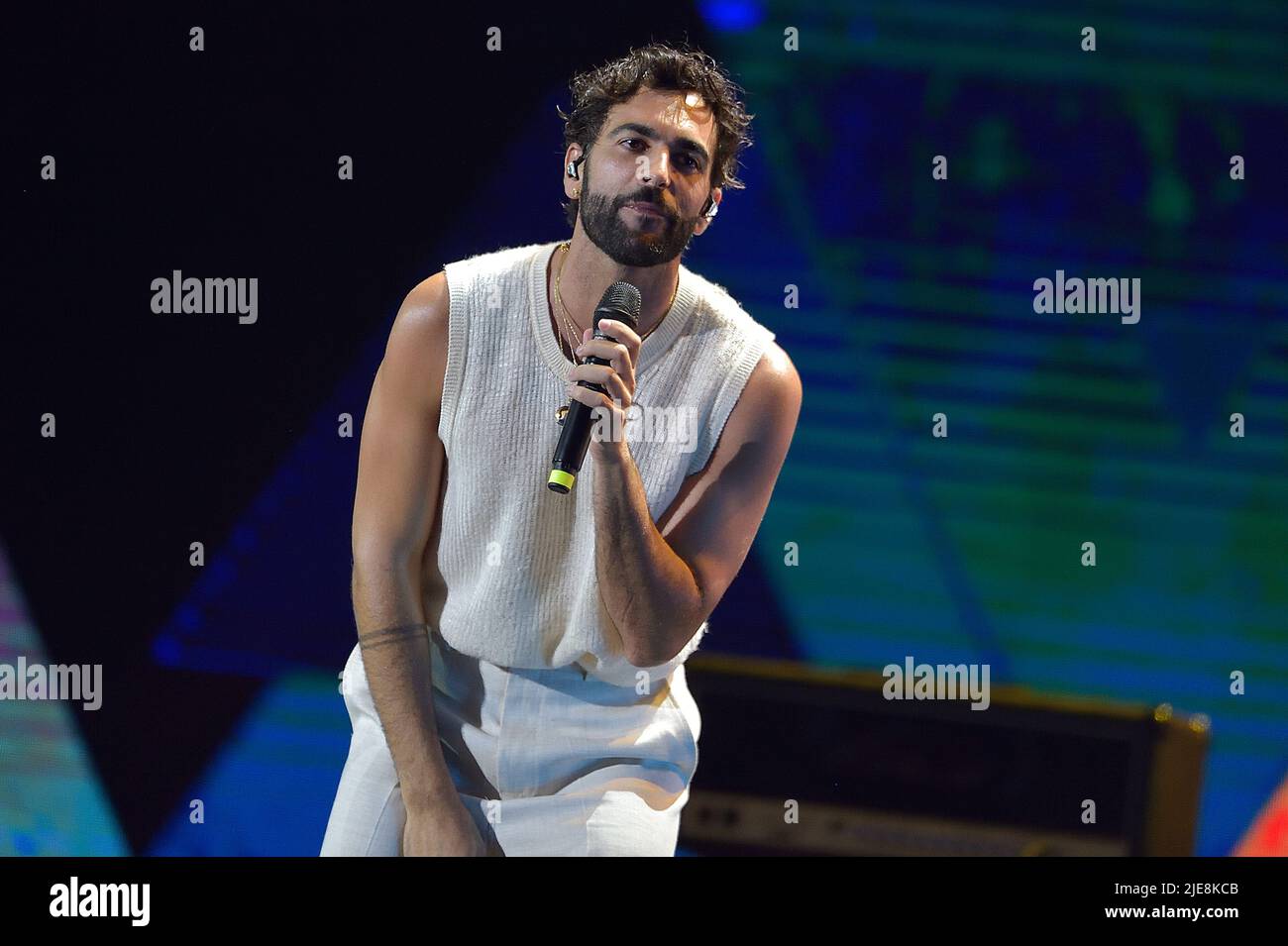 The Italian singer Marco Mengoni during the recording of the TIM Summer ...