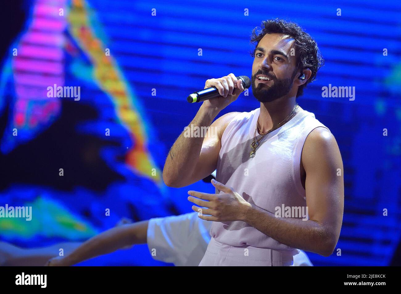 The Italian singer Marco Mengoni during the recording of the TIM Summer ...