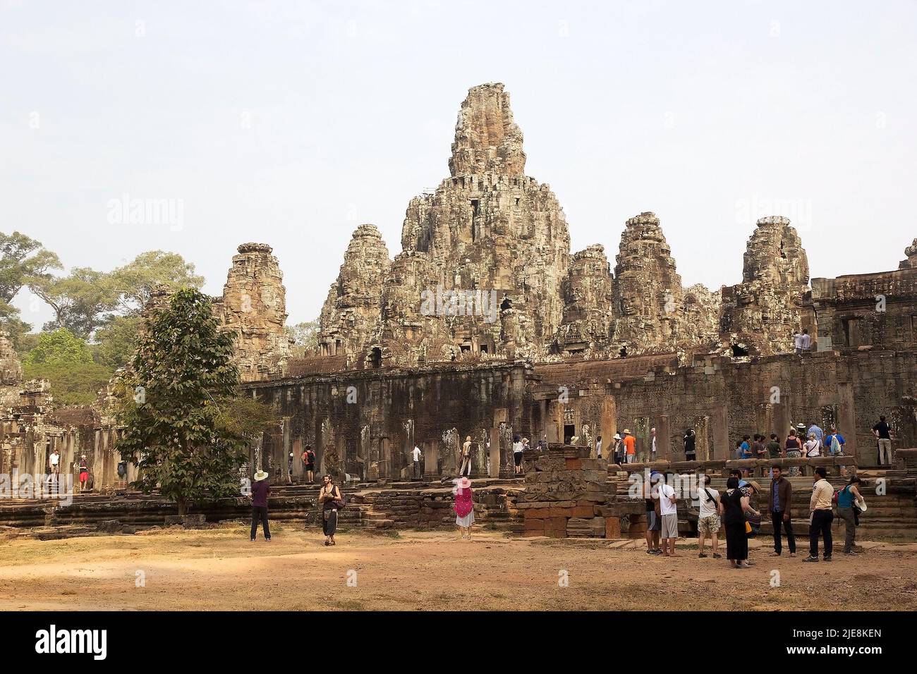 Tourists are visiting the Bayon temple, Angkor, Siem Reap, Cambodia ...