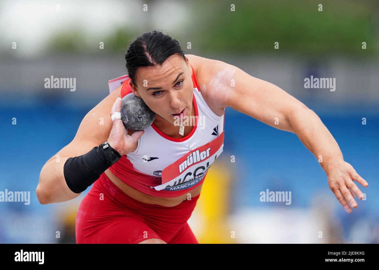 Adele Nicoll in action during the WomenÕs Shot Put during day three of ...