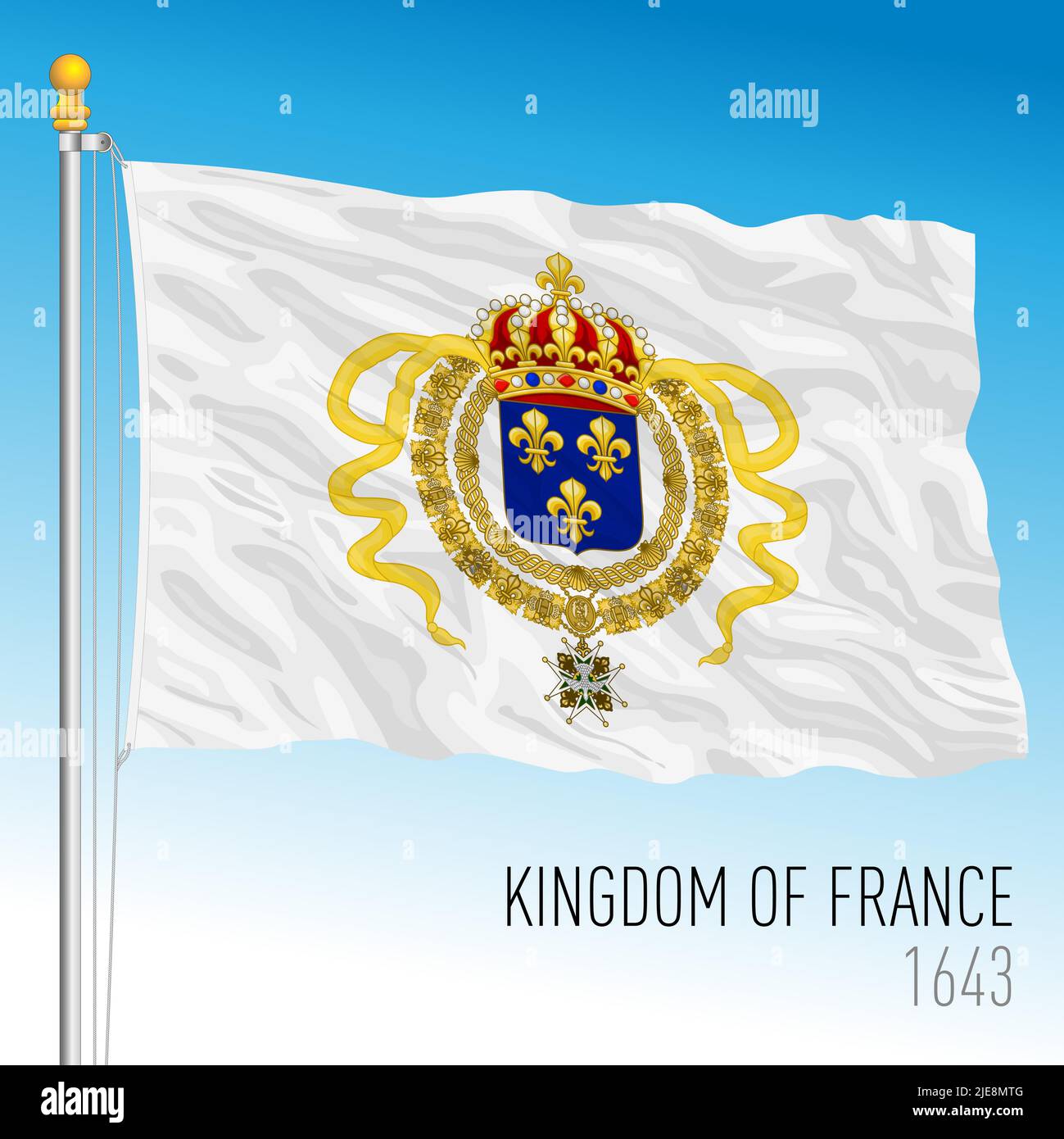 Kingdom of France historical flag, 1643, France, vector illustration ...