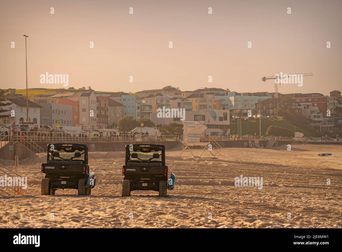 Two Buggies standing by next to the Lifeguard tower on the world famous ...