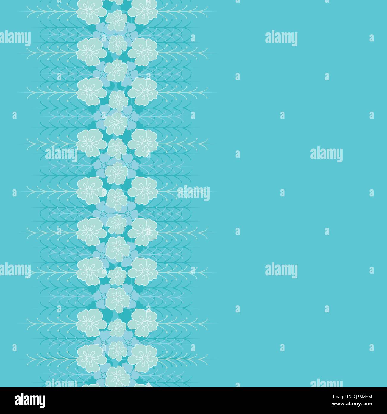 Vector blue vertical stripe floral seamless border. Blue frame border ...