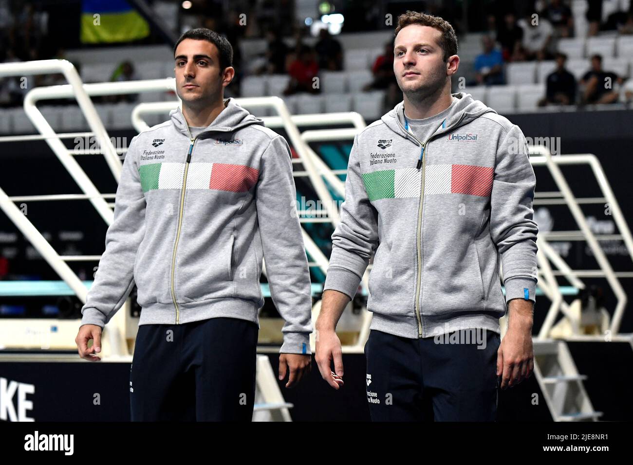 Lorenzo Marsaglia and Giovanni Tocci of Italy compete in the Men's 3m ...