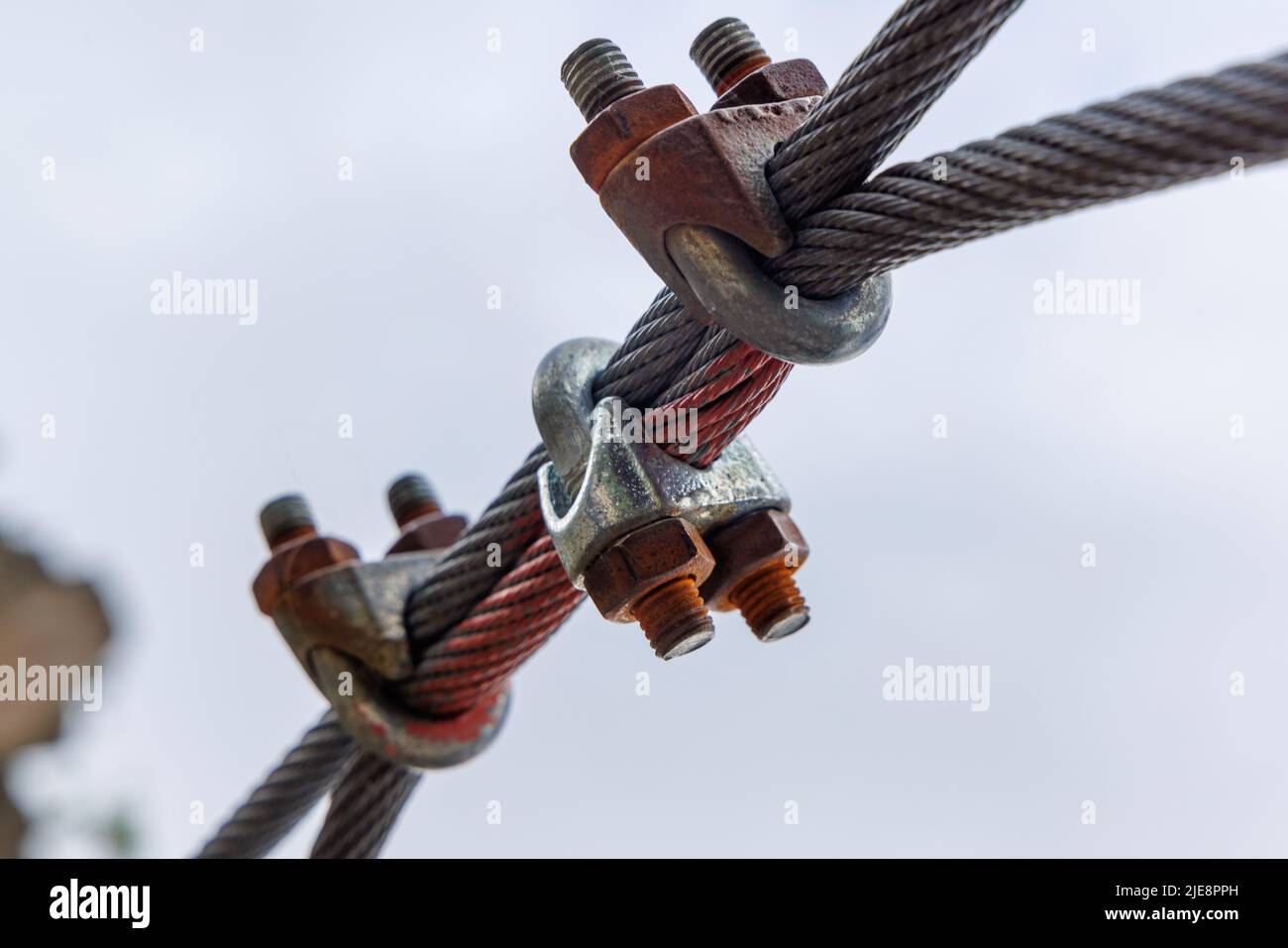 Reliable strong metal cable with connecting fastening with bolts and ...