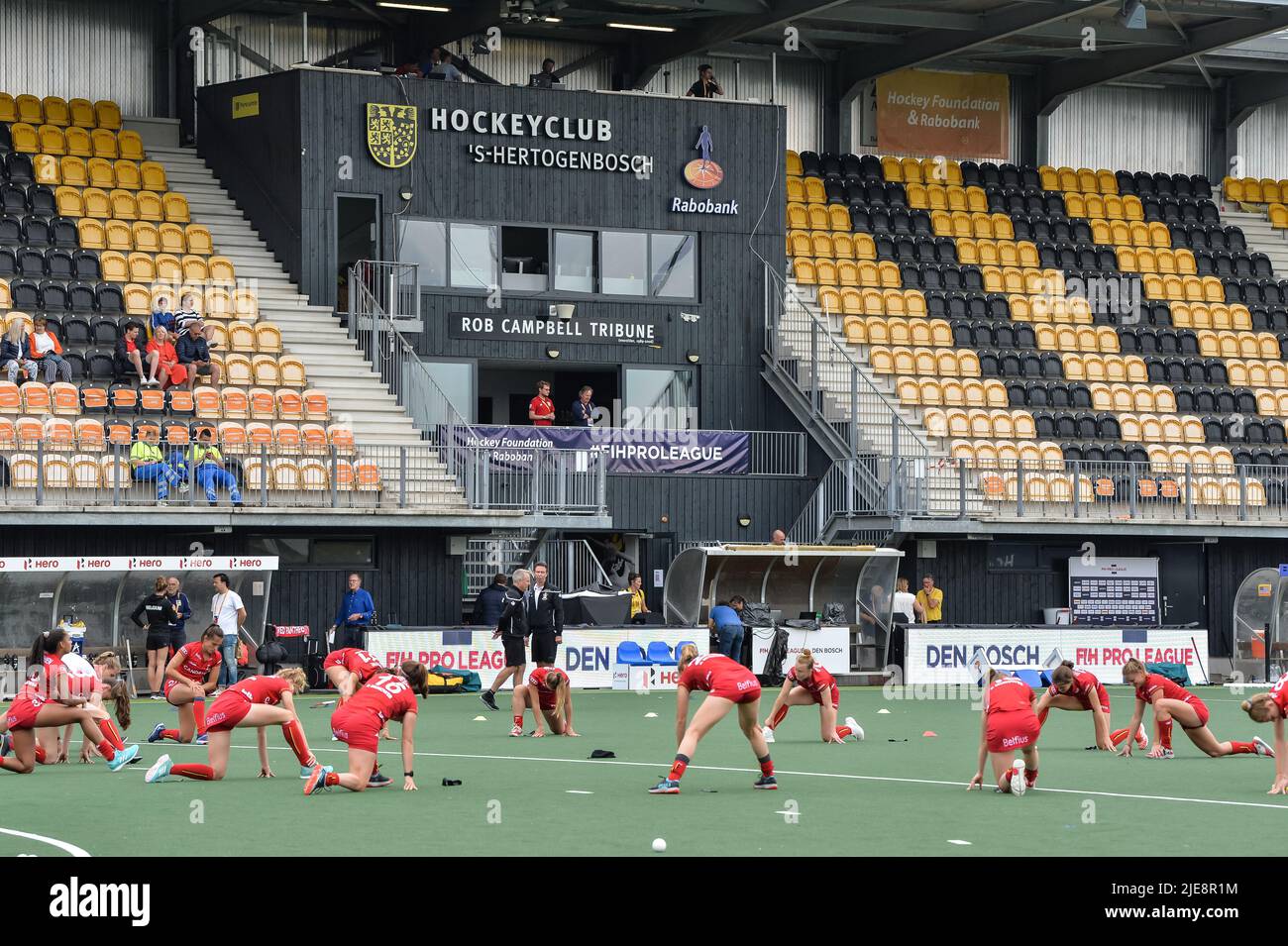 Warm up ahead of a hockey match between the Belgian Red Panthers and ...
