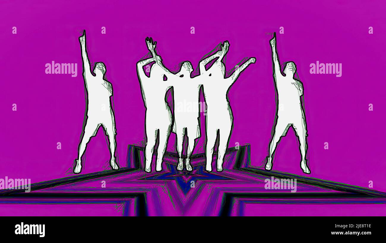 People dancing hand draw digital art Stock Photo - Alamy
