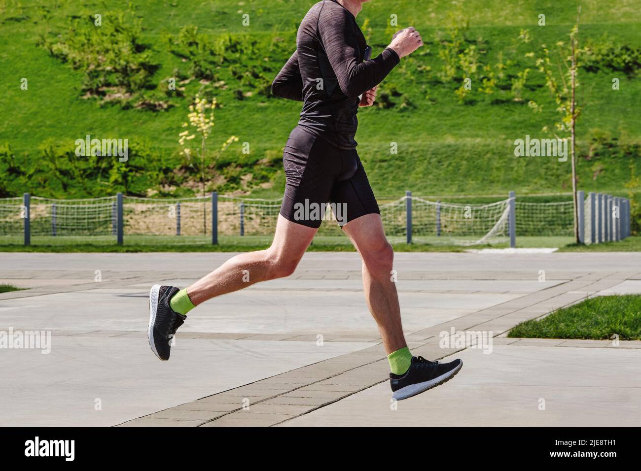 male running marathon race in city park Stock Photo - Alamy