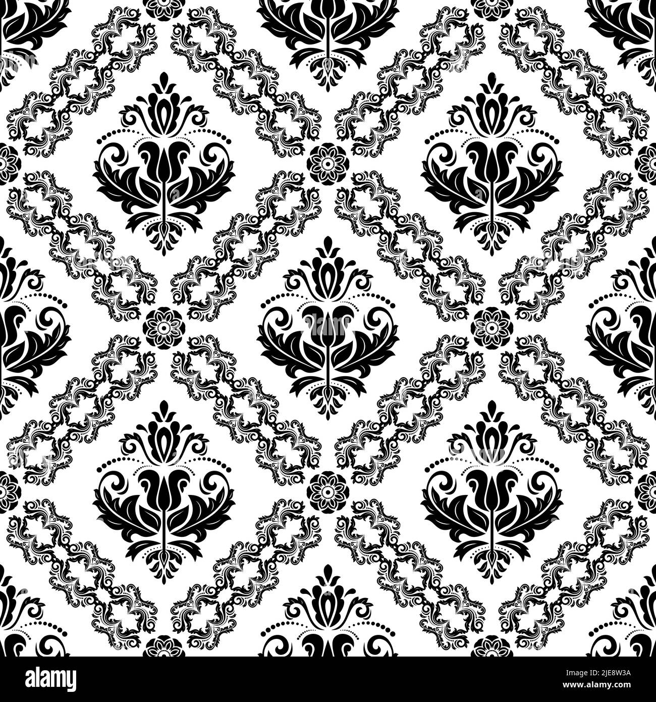 Classic seamless pattern. Damask orient ornament. Classic vintage black ...