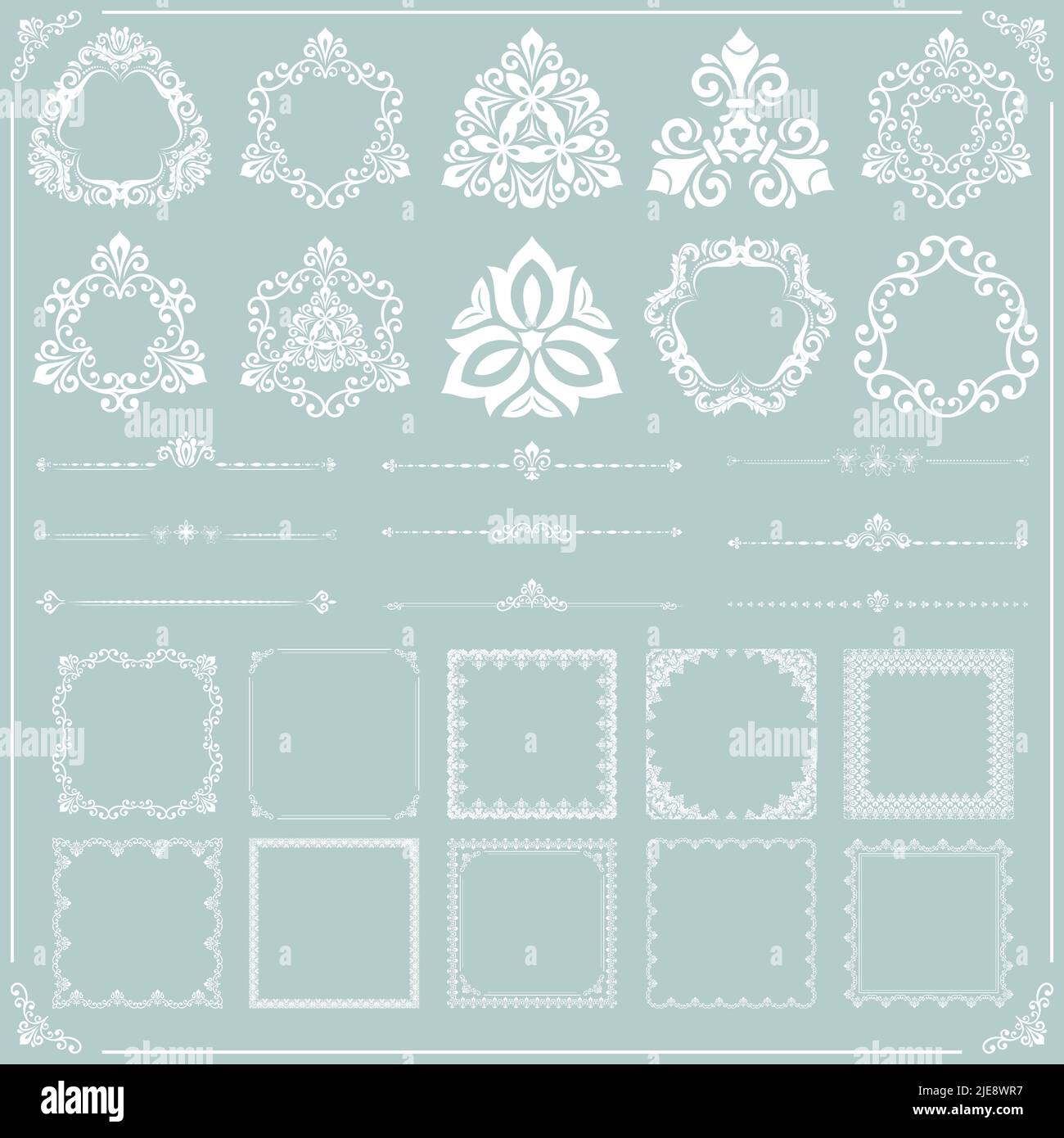 Vintage set of horizontal, square and round elements. Different ...