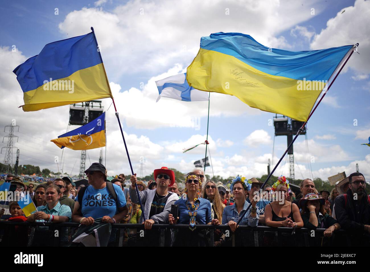 Glastonbury flags pyramid stage hi-res stock photography and images - Alamy