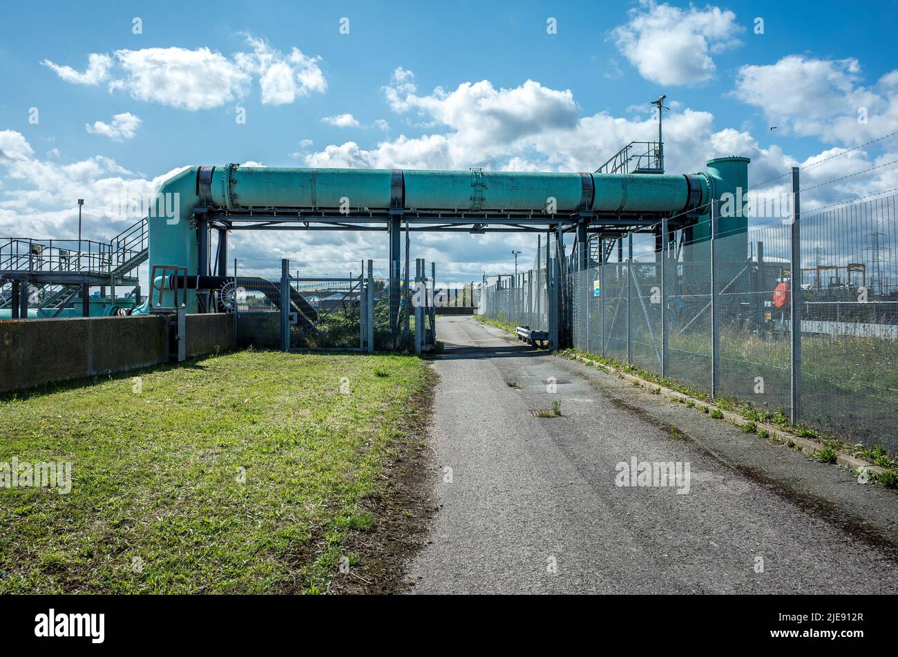 Beckton Sewage Treatment Works, sewage treatment pipes and tankers ...