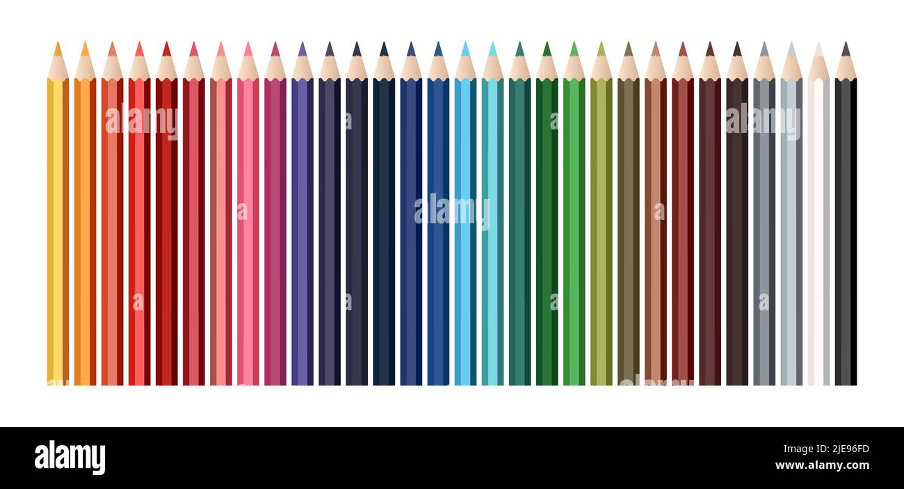 Colored pencils isolated on a white background. 30 color pencils vector ...