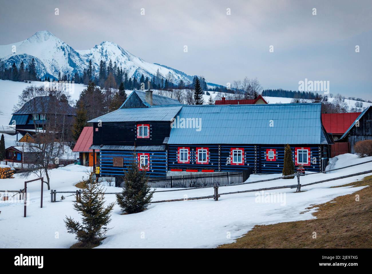 Folk architecture of the distinctive village of Zdiar with a panorama ...