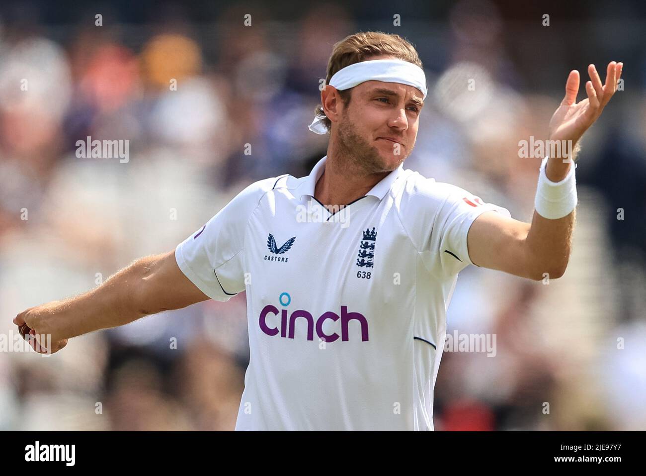 Stuart Broad of England practices his bowling after lunch Stock Photo ...