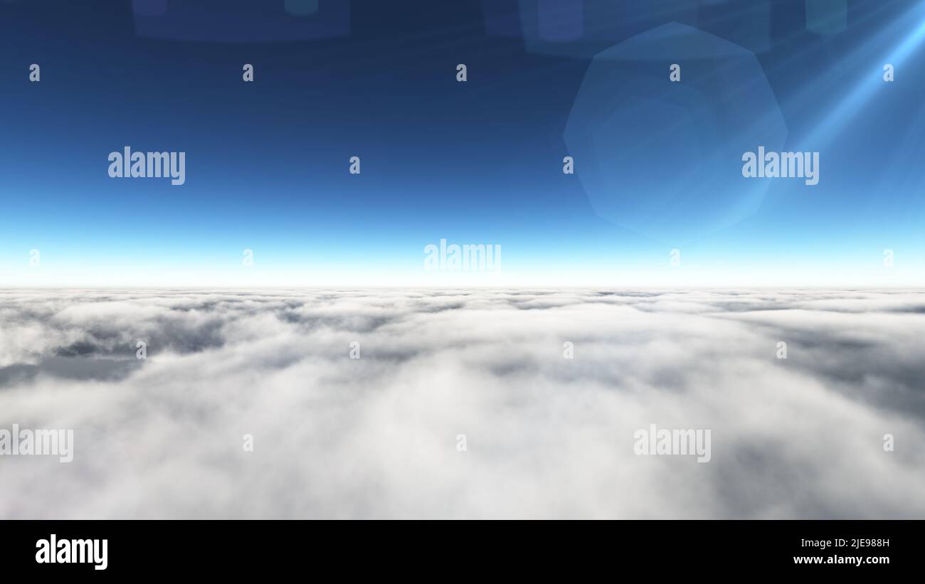 Above clouds sun ray, 3d rendering illustration Stock Photo - Alamy