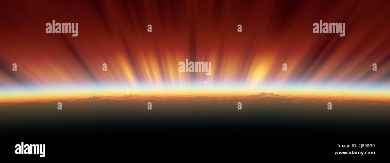 sunrise from space aurora, 3d rendering illustration Stock Photo - Alamy