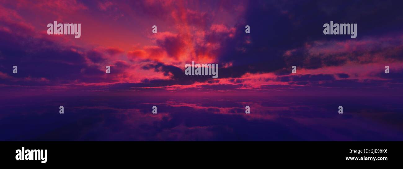 sunset calmly sea sun ray 3d render illustration Stock Photo - Alamy