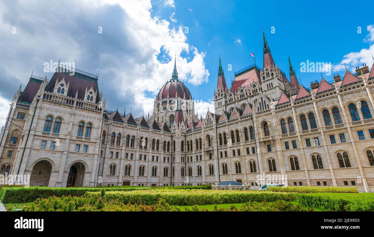 Hungarian Parliament building at spring in Budapest, Hungary Stock ...