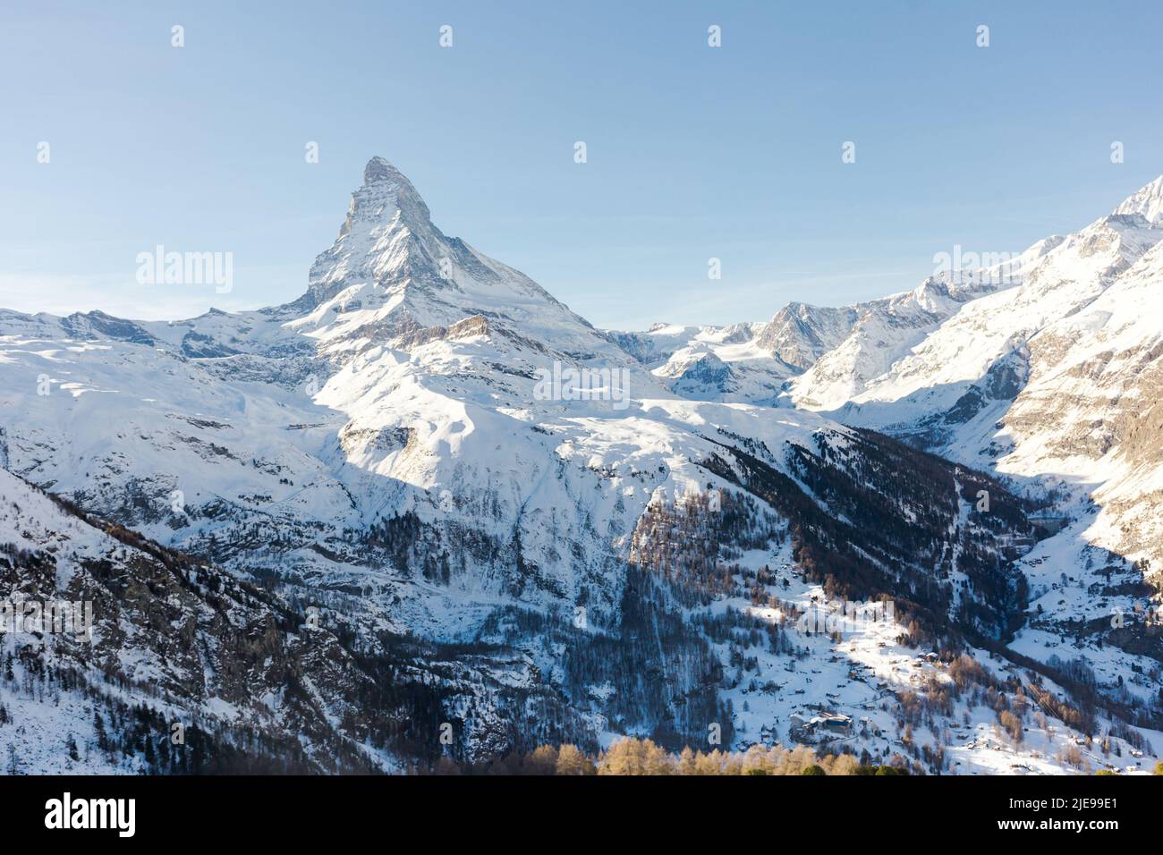 View of the Matterhorn during the day in winter. Zermatt, Switzerland ...