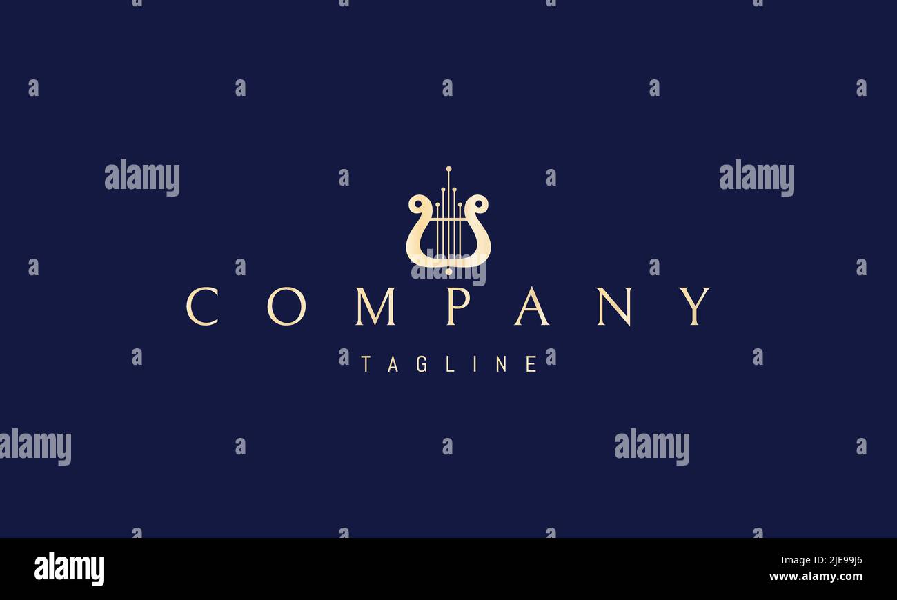 Vector golden logo on which an abstract image of a musical instrument ...