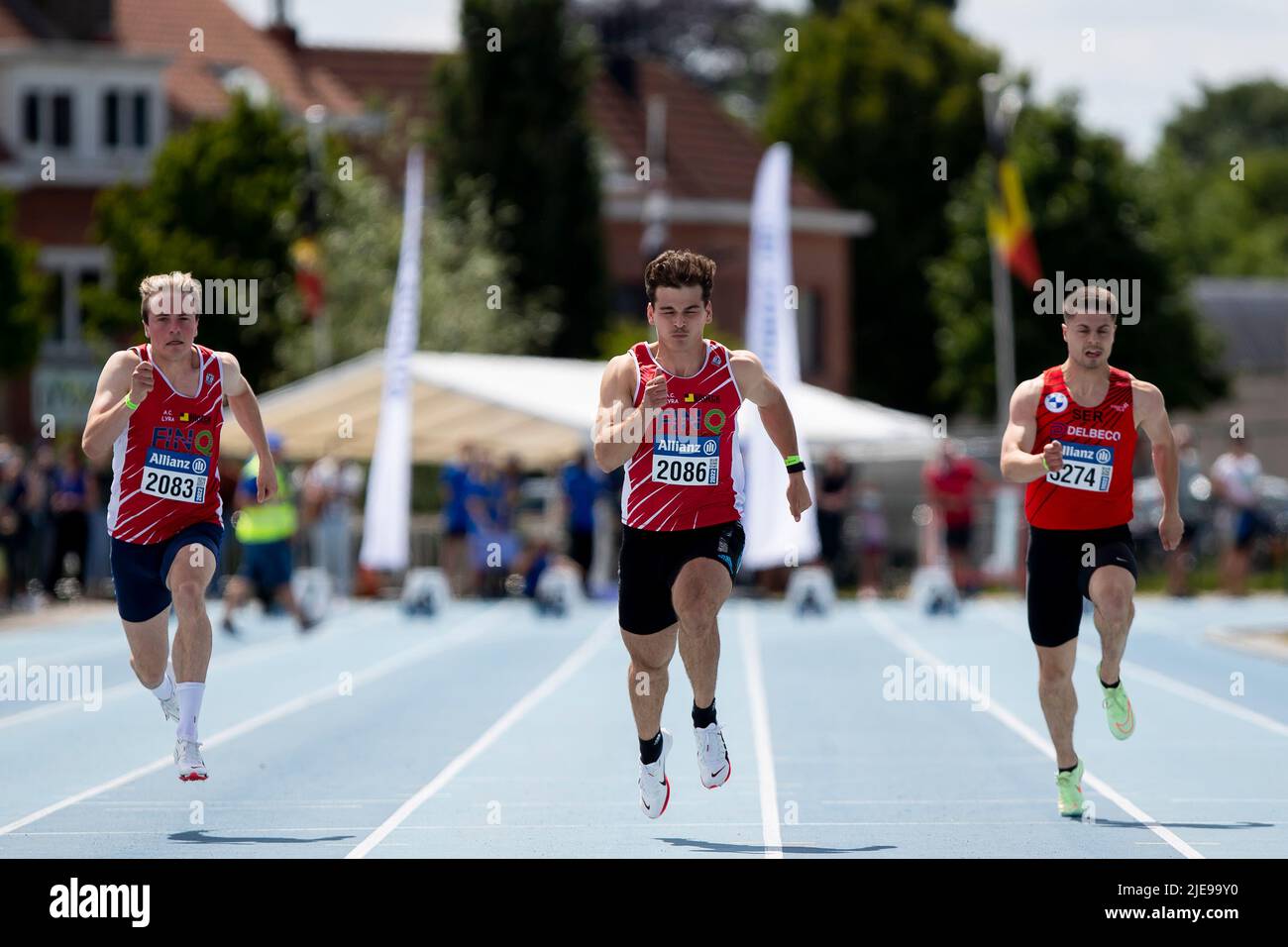 Belgian Kobe Vleminckx (C) pictured in action during the 100m race, at ...