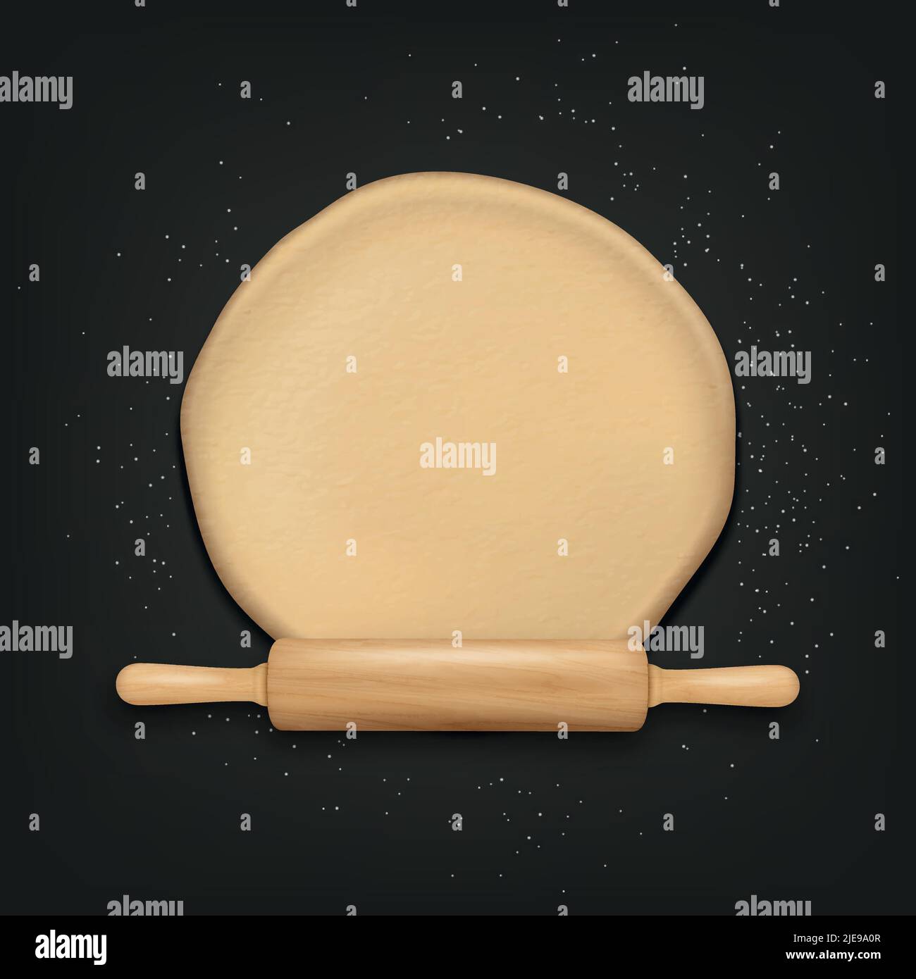 Vector 3d Realistic Raw Bread, Pizza Rolled Dough Pastry Sheet, Rolling ...