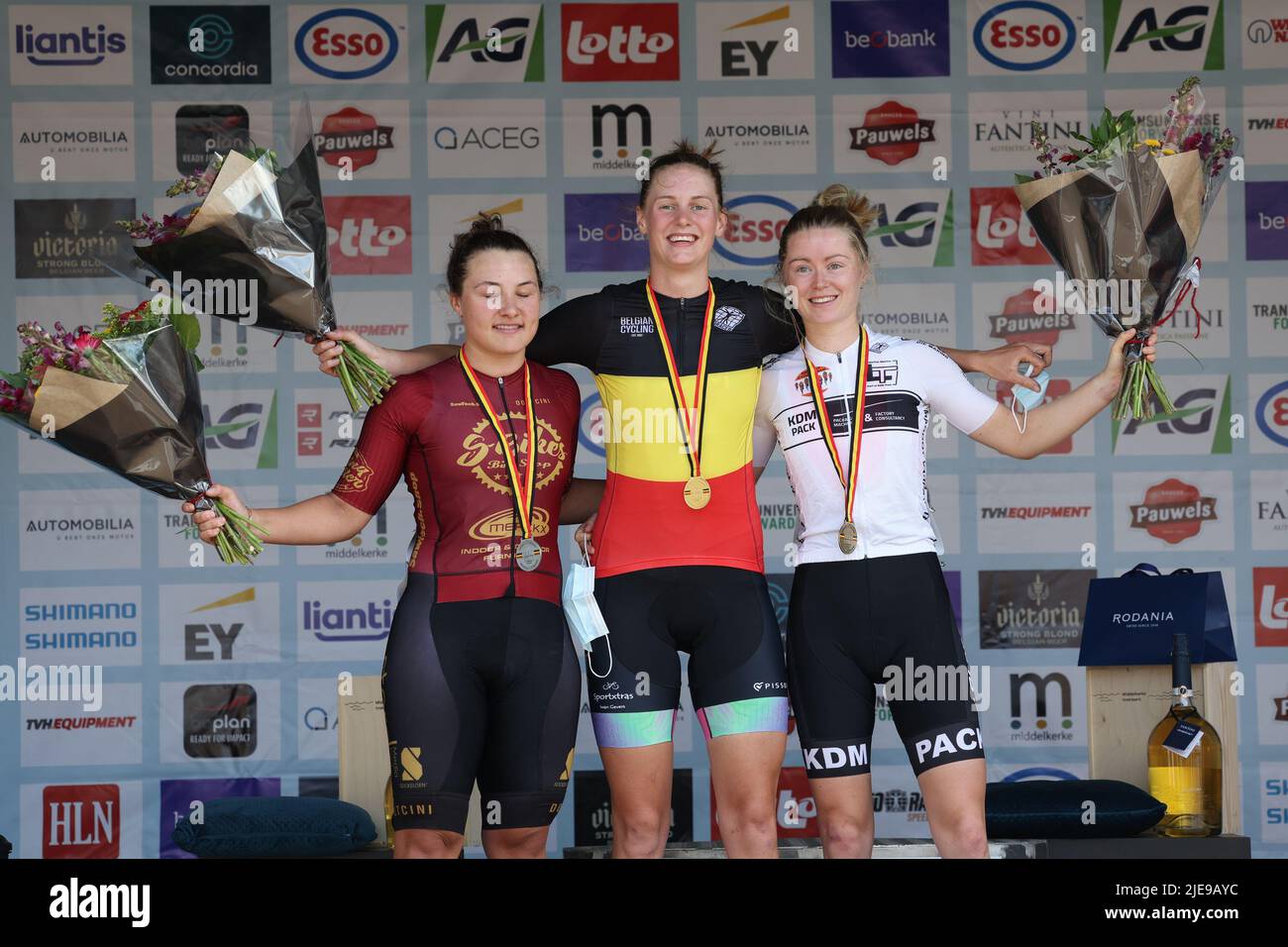 Dina Scavone, Fauve Bastiaenssen and an unidentified rider pictured on ...