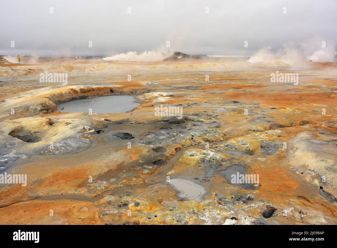Boiling mud and fumaroles in the geothermal area of Hverir. Myvatn ...