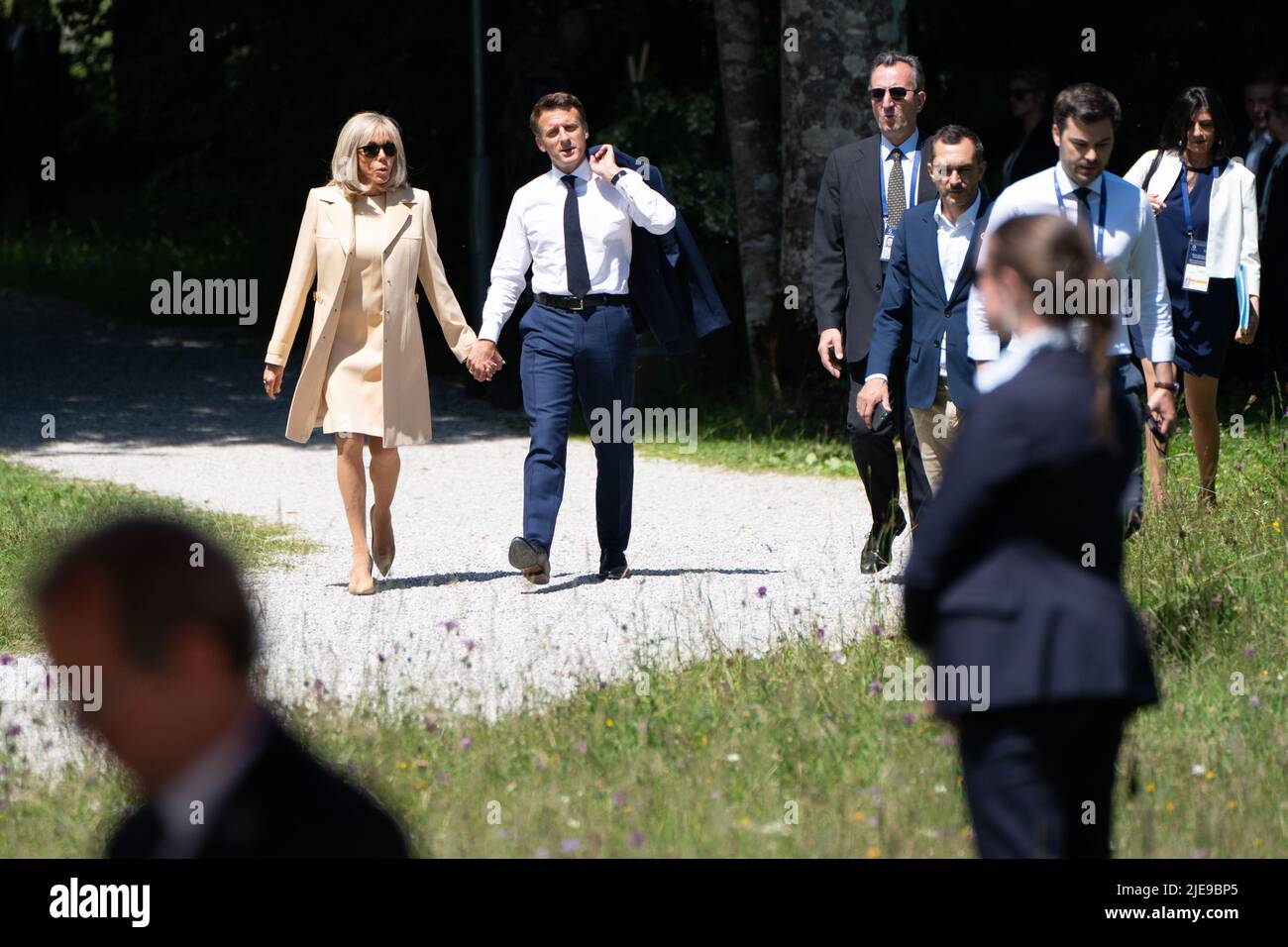 President of France, Emmanuel Macron, and his wife Brigitte Macron ...