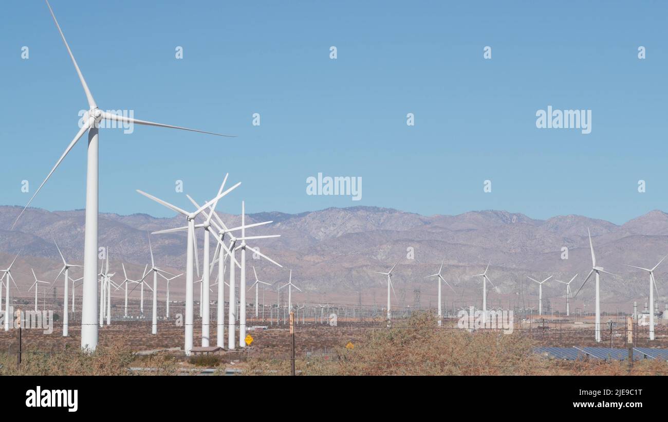 Windmills turbine rotating, wind farm power plant, alternative green ...