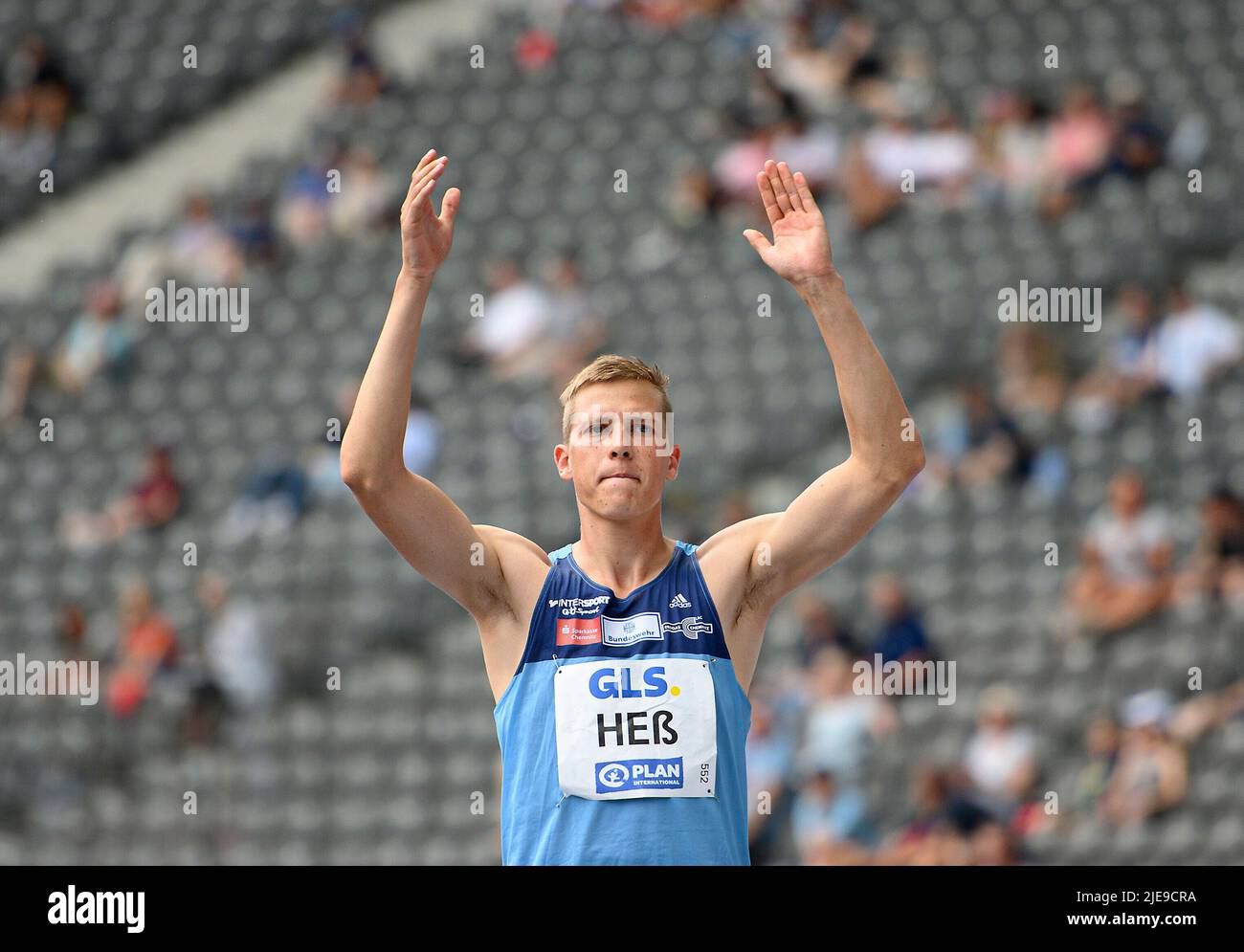 Max HESS (LAC Erdgas Chemnitz) gesture, gesture Men's triple jump final ...