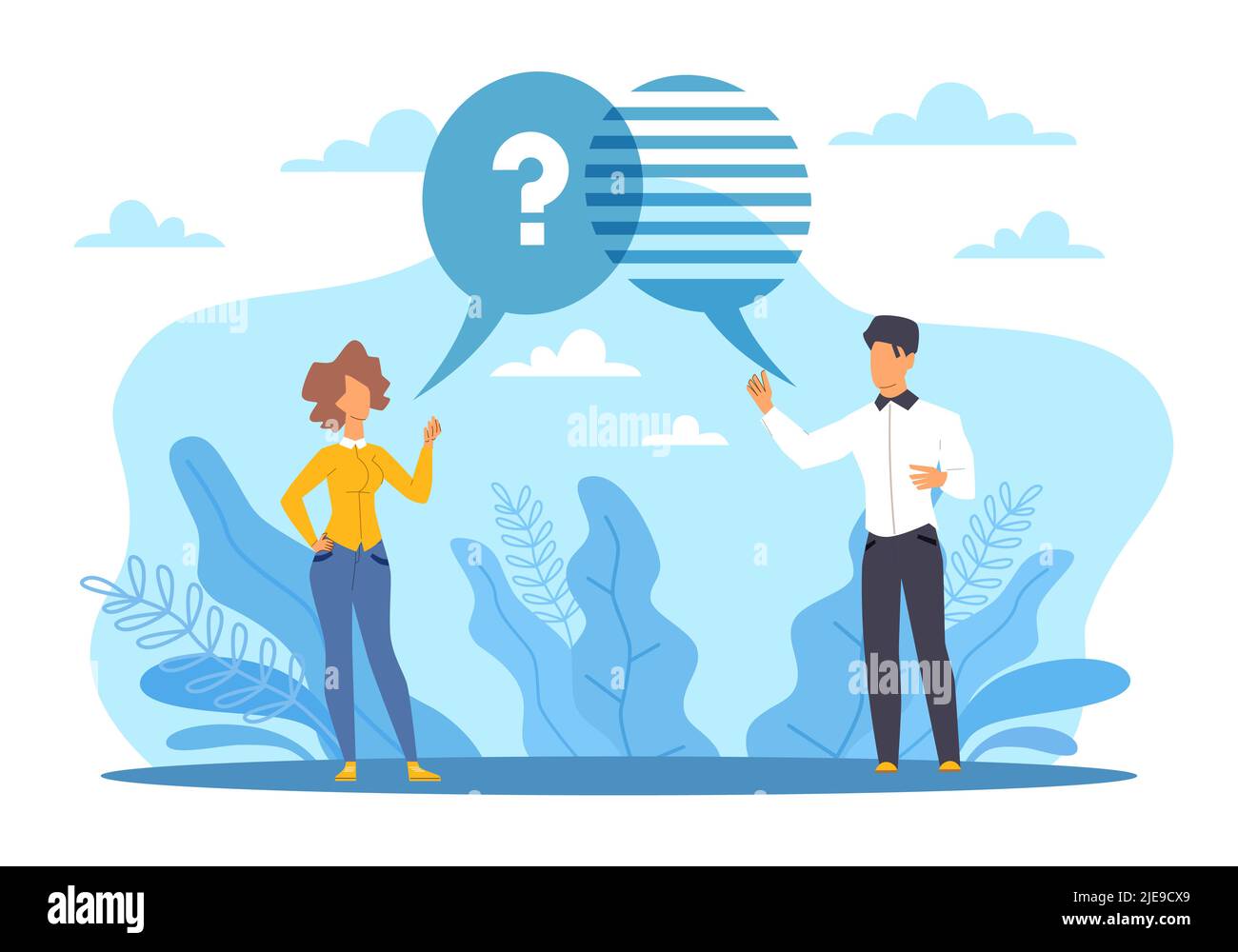 Dialogue and communication. Speech bubble with question, problem ...