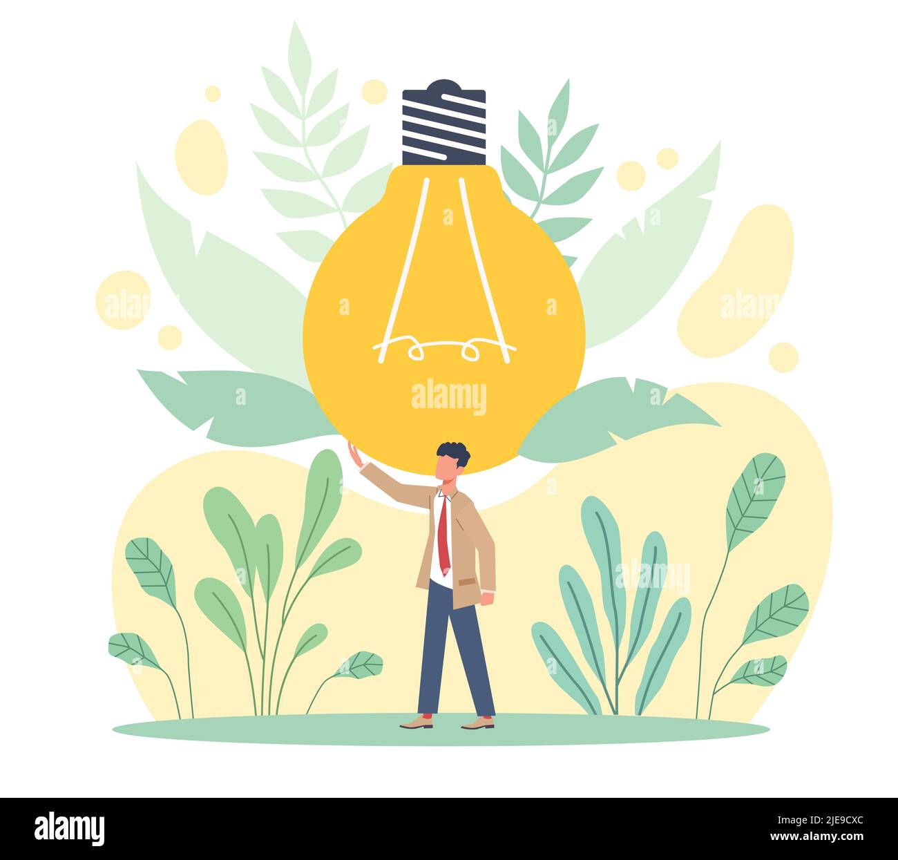 Energy saving, low consumption. Green mode energy, tiny man with huge ...